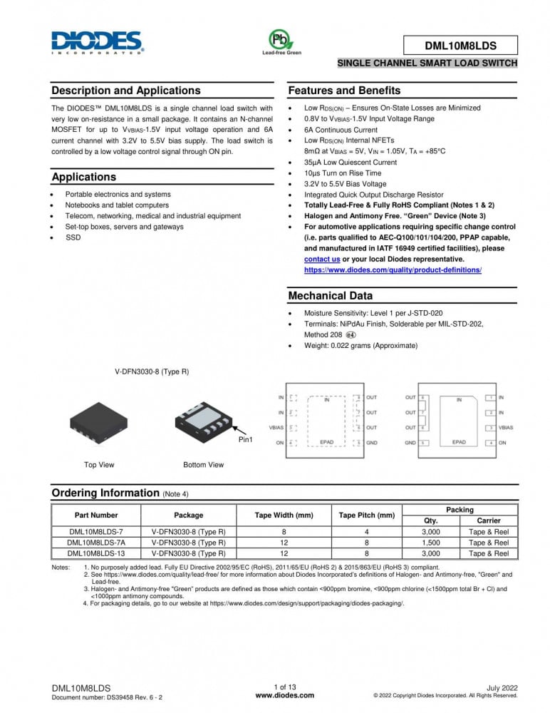 DML10M8LDS-13 datasheet page 1