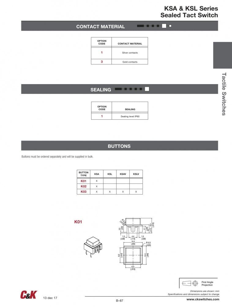 C&K KSL0M411LFTR datasheet page 4