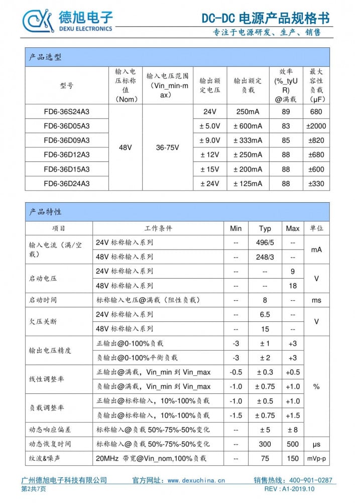 FD6 series datasheet page 2
