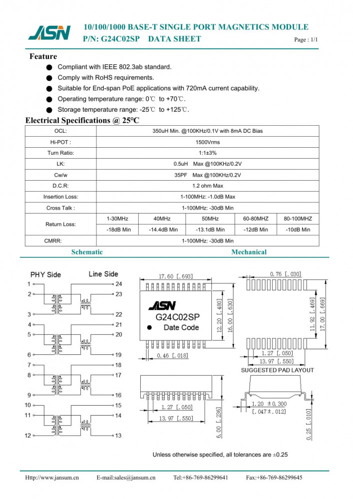 JASN G24C02SP technical document