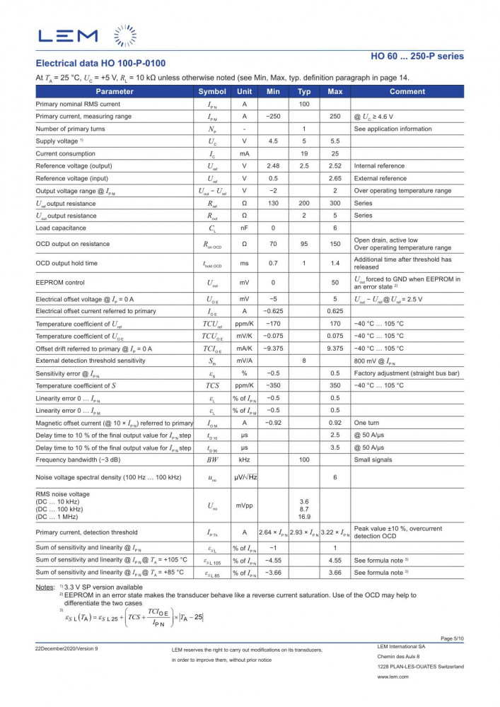 LEM HO-P datasheet page 5