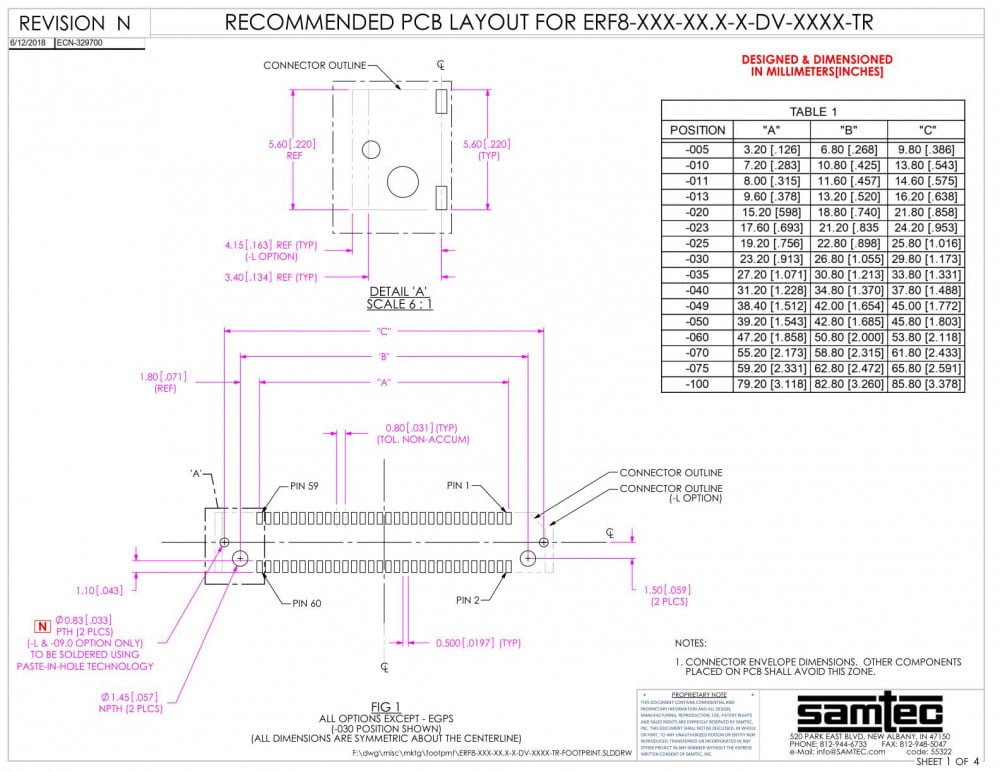 Samtec ERF8 drawing page 1