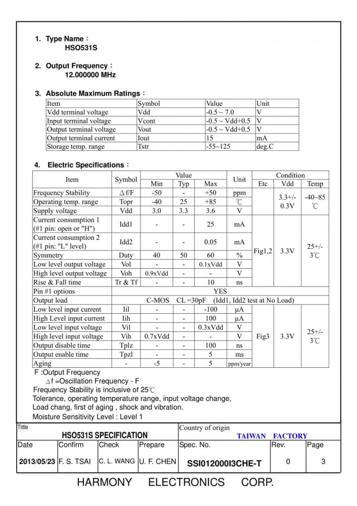 HELE SSI012000I3CHE-T specification page 3