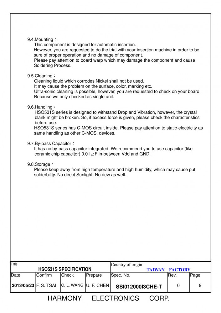 HELE SSI012000I3CHE-T specification page 9