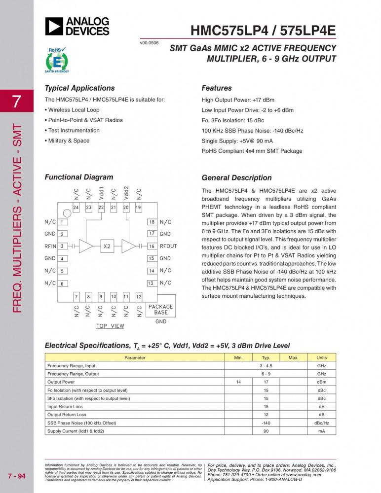 HMC575LP4E datasheet page 1
