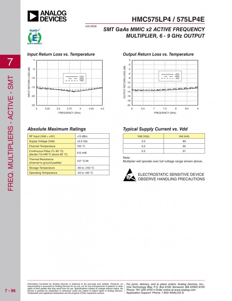 HMC575LP4E datasheet page 3