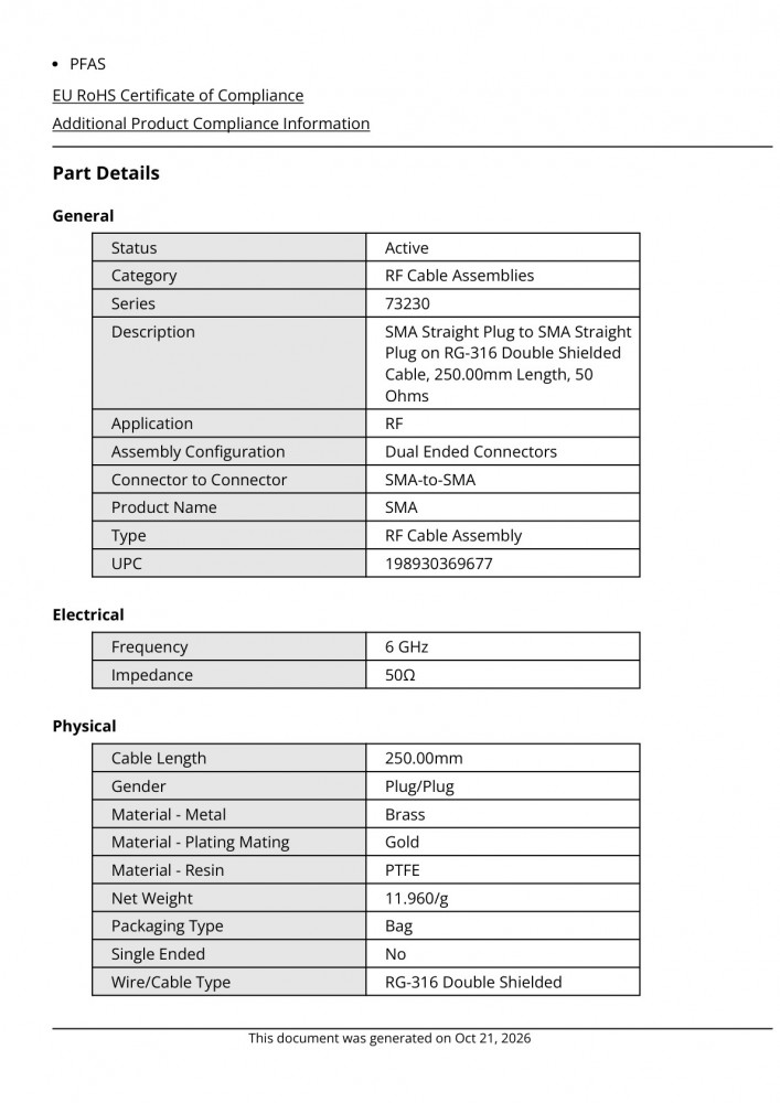 MOLEX 732307201 product drawing, page 2