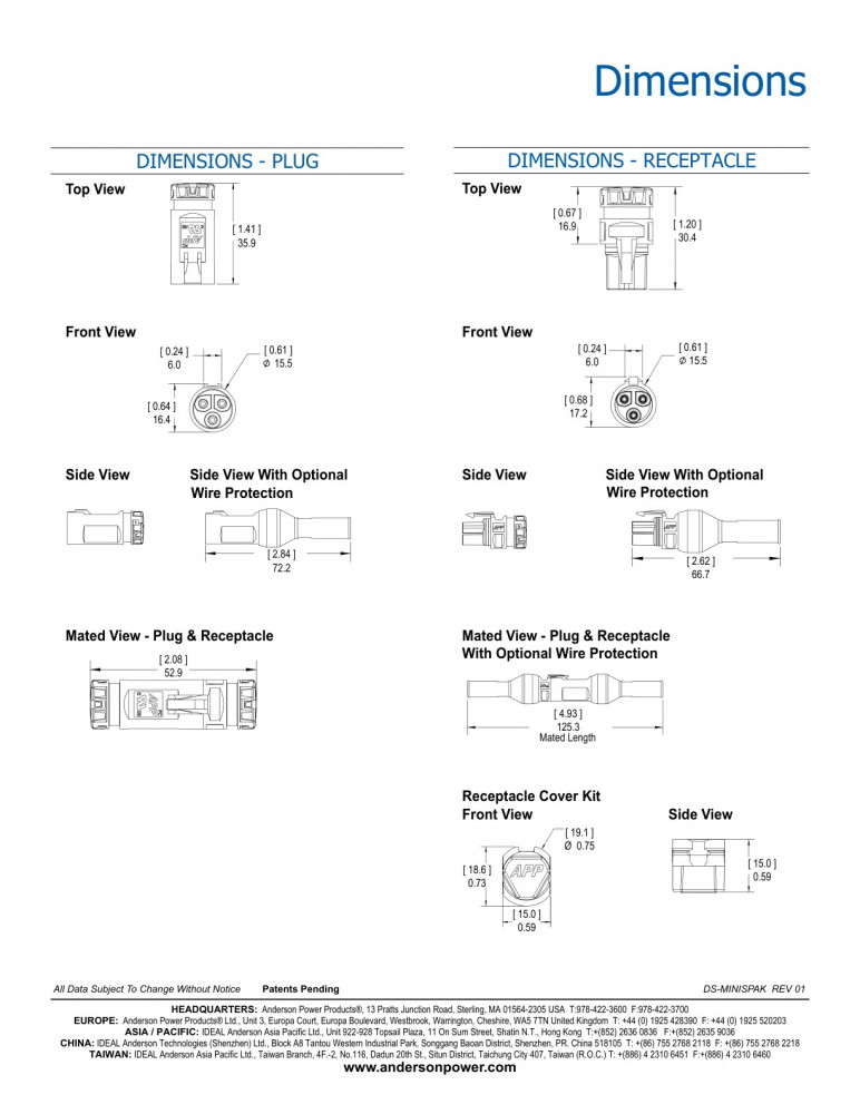 SPEC Pak Mini 3 Pole dimensions