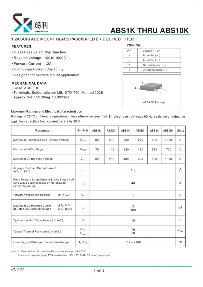 ABS4K datasheet electrical characteristics