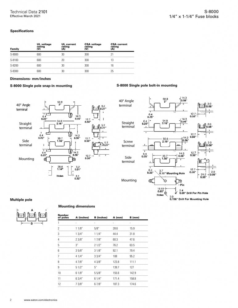 Eaton S-8000 fuse block documentation page 2
