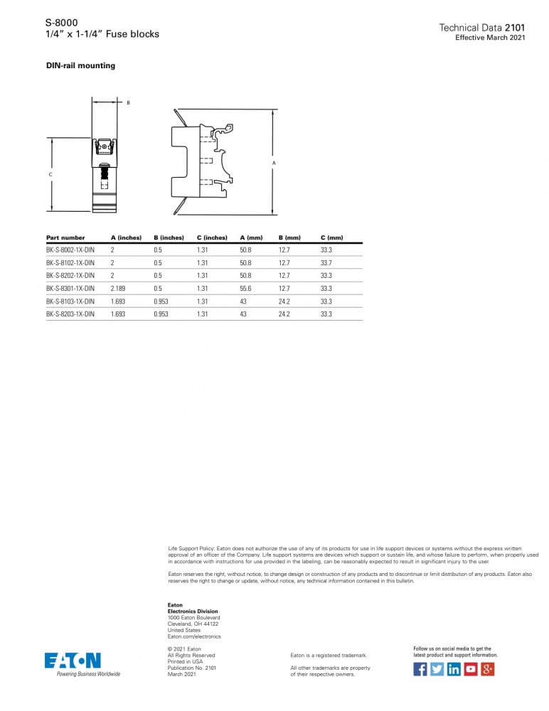 Eaton S-8000 fuse block documentation page 3
