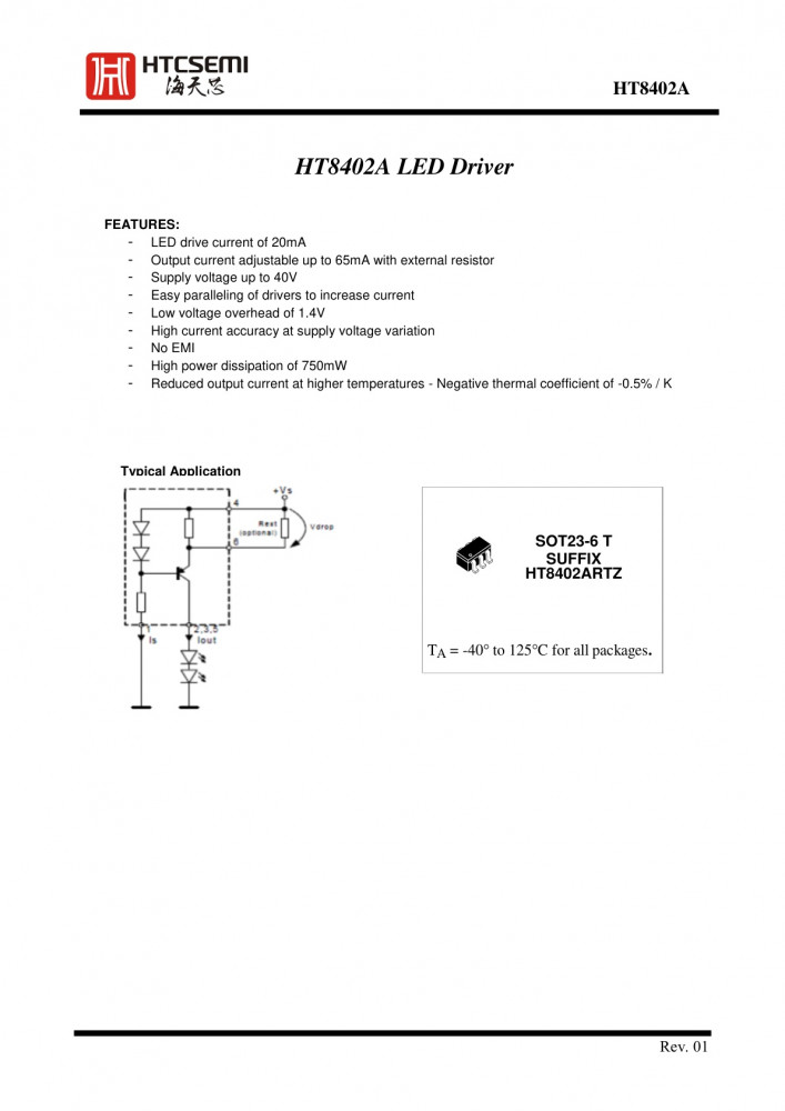 HT8402ARTZ datasheet page 1