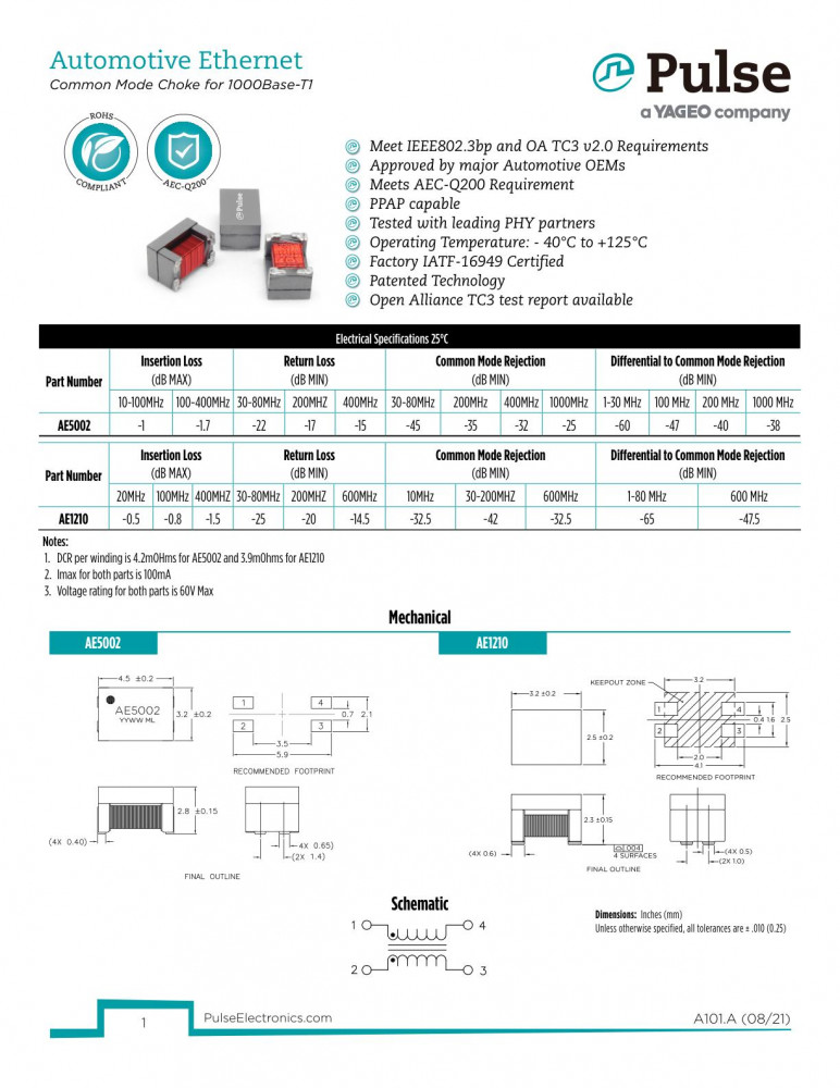 PULSE AE1210 technical document page 1