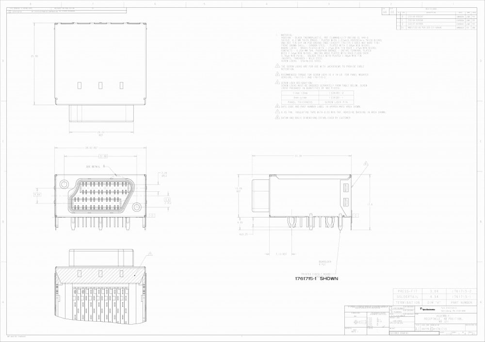 TE Connectivity 1761715-2 drawing page 1