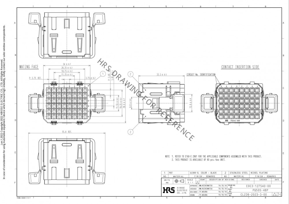 HRS PQ50S-48P official drawing page