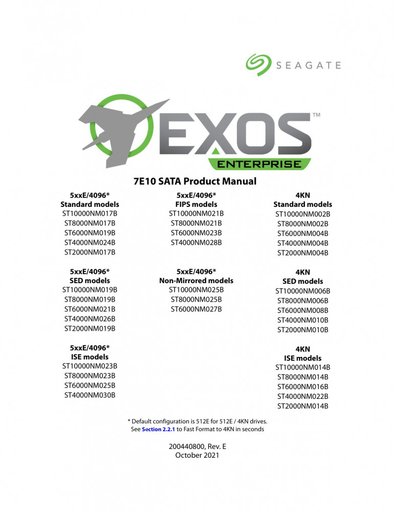 Exos 7E10 SATA product manual preview, page 1