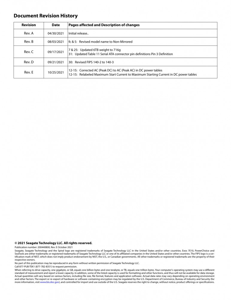 Exos 7E10 SATA product manual preview, page 2