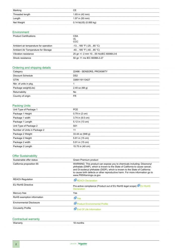 XS212AAPAL2 technical document page 2