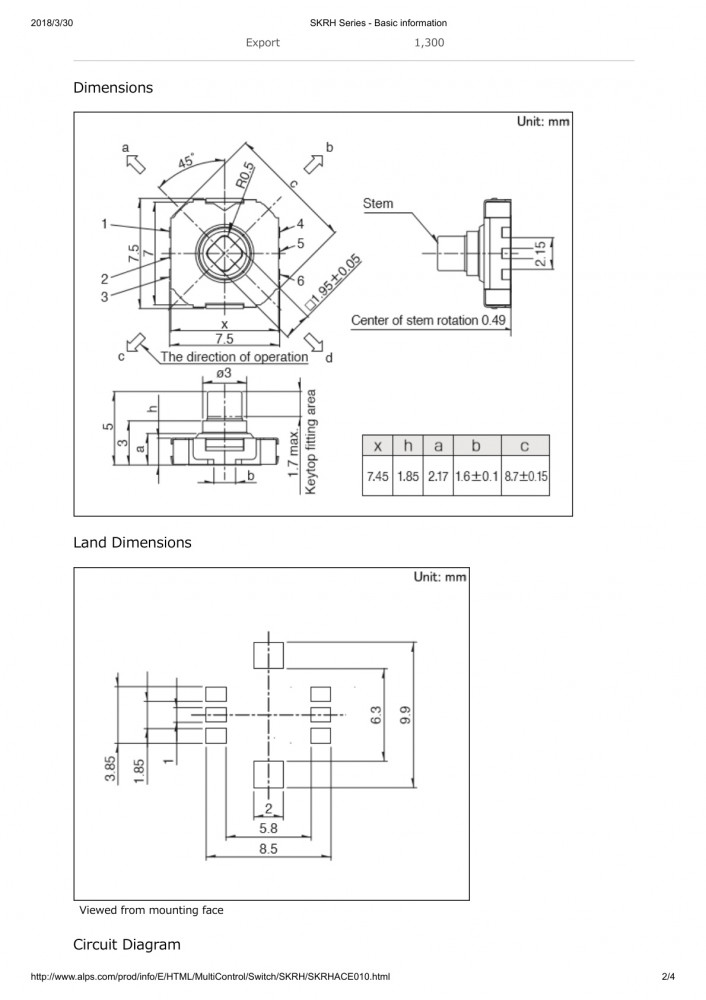 SKRHACE010 land dimensions drawing