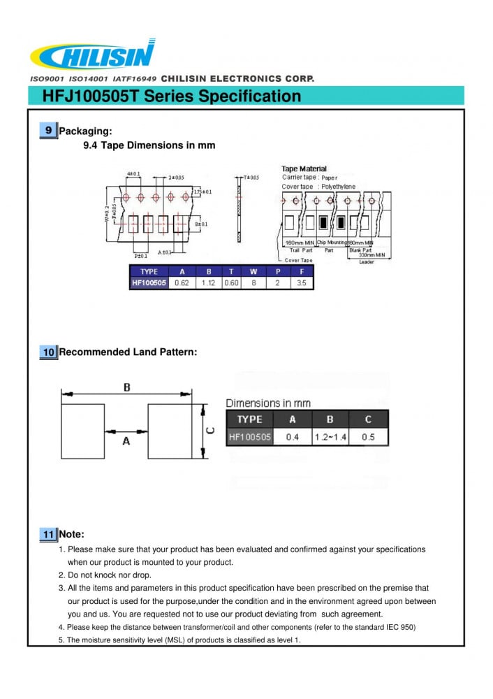 HFJ100505T specification page 6