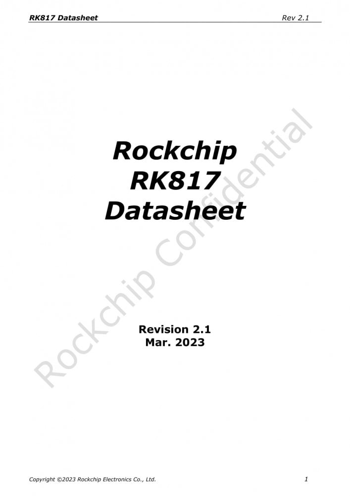 RK817 datasheet page 1