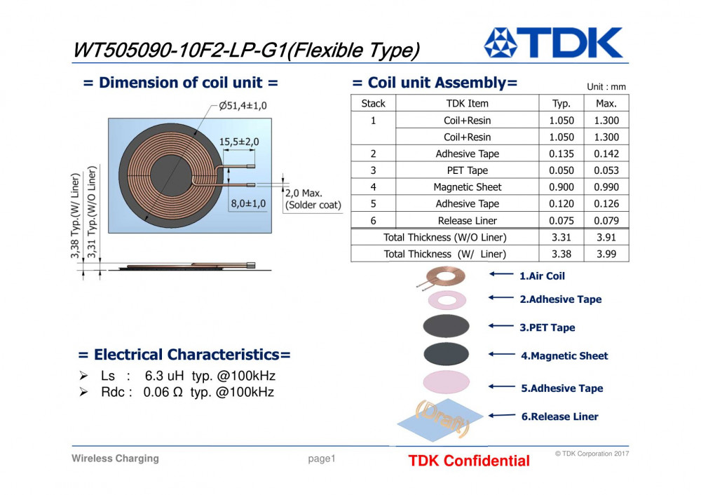 TDK WT505090-10F2-LP-G1 technical document preview