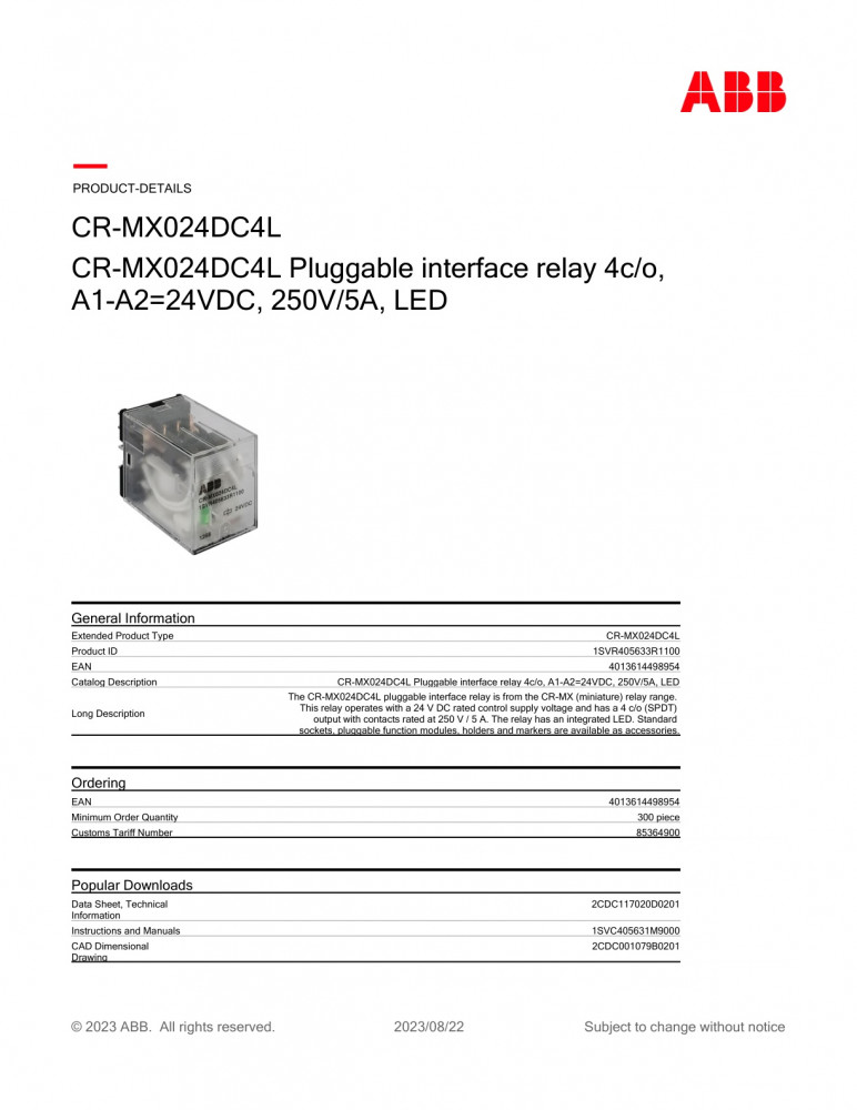 ABB CR-MX024DC4L technical document page 1