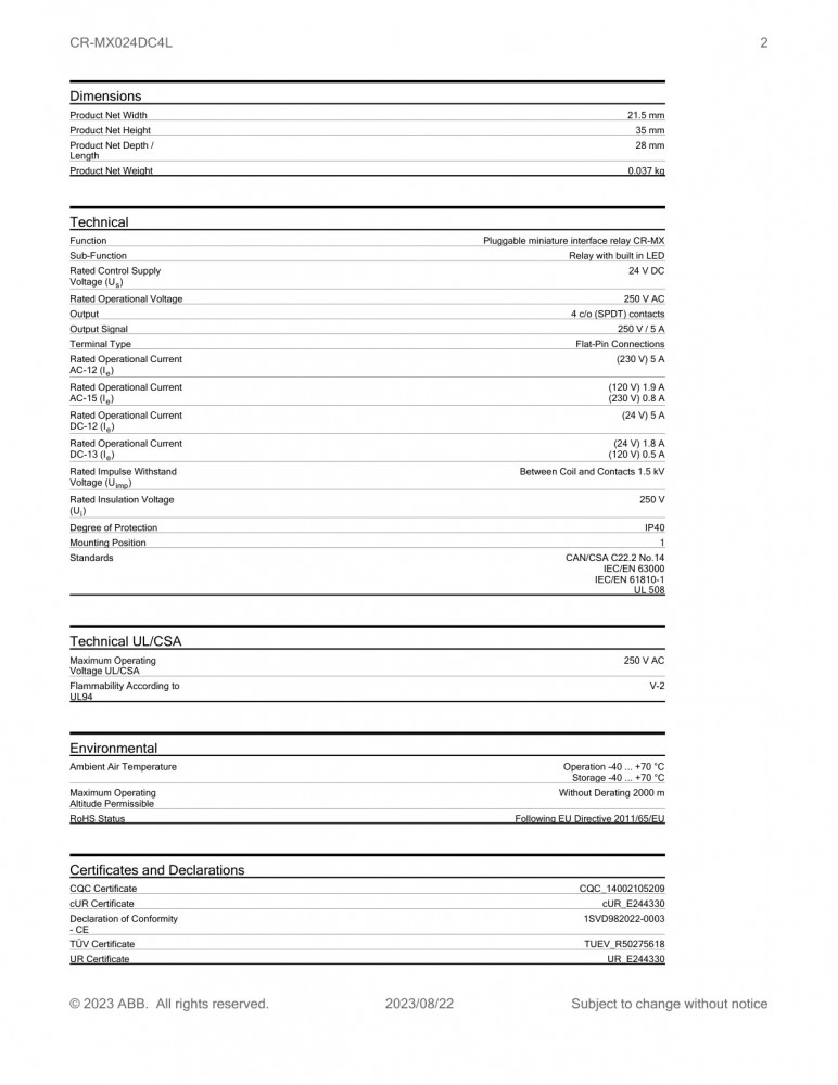 ABB CR-MX024DC4L technical document page 2