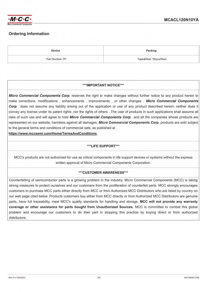 MCACL120N10YA-TP datasheet page 6