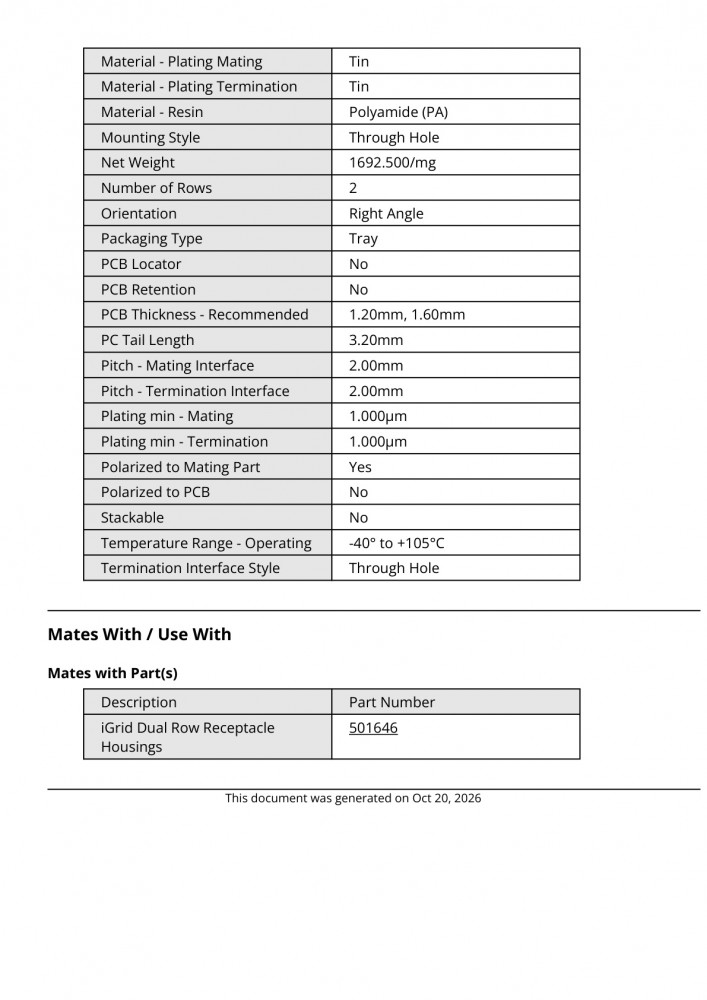 MOLEX 5018761442 product document, page 3