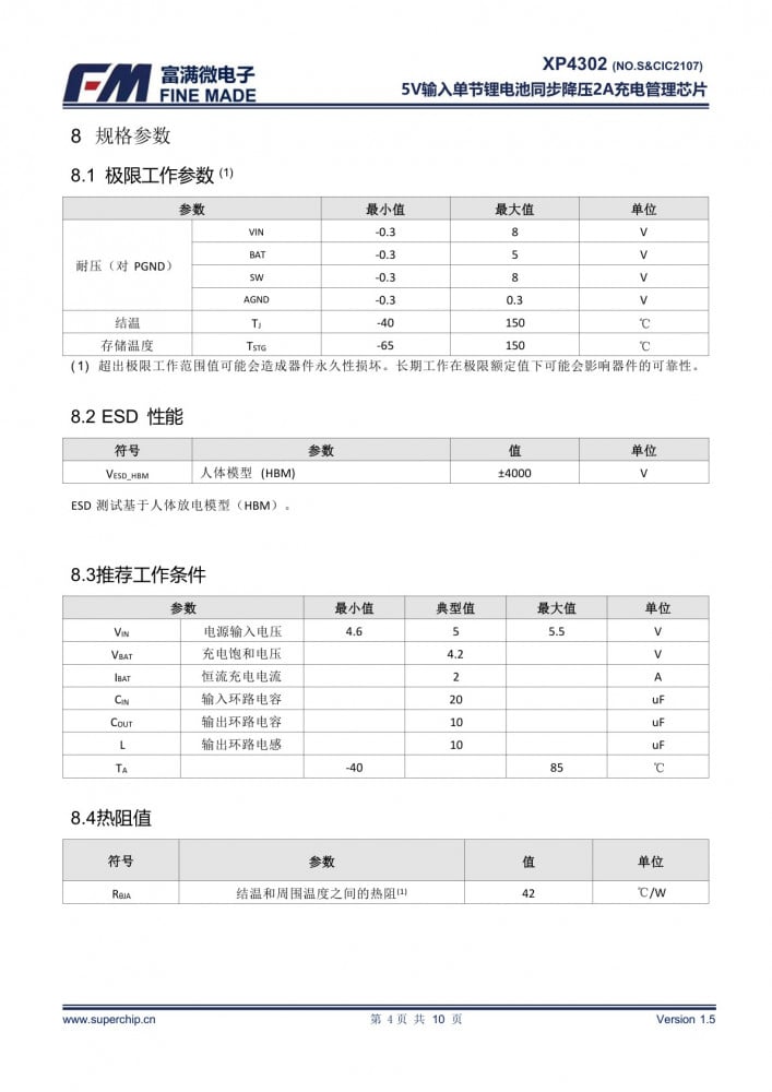 XP4302 datasheet page 4