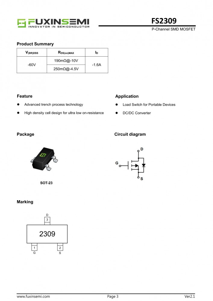 FS2309 datasheet page 1