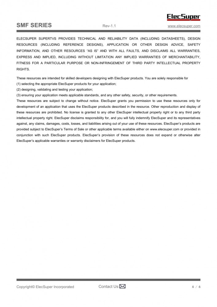 ElecSuper SuperTVS datasheet page 6