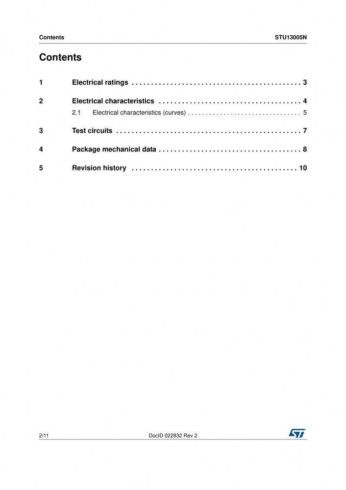 STU13005N datasheet page 2