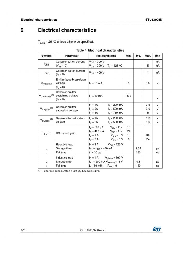 STU13005N datasheet page 4