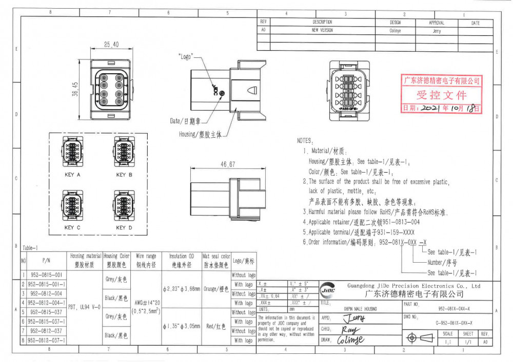 JIDC 952-0815-037-1 technical drawing preview