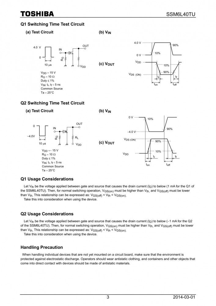 SSM6L40TU,LF datasheet page 3
