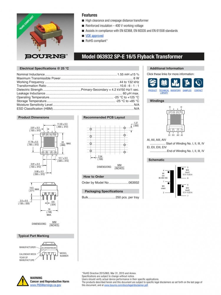 BOURNS 063932 datasheet page 1