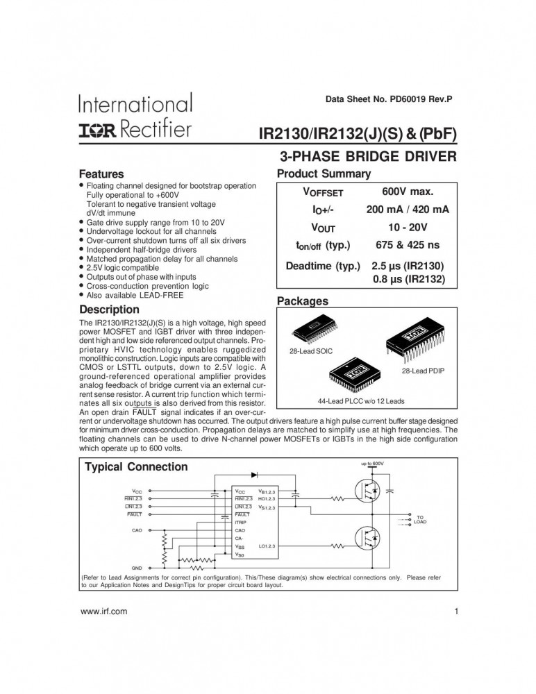 IR2130JPBF datasheet page 1
