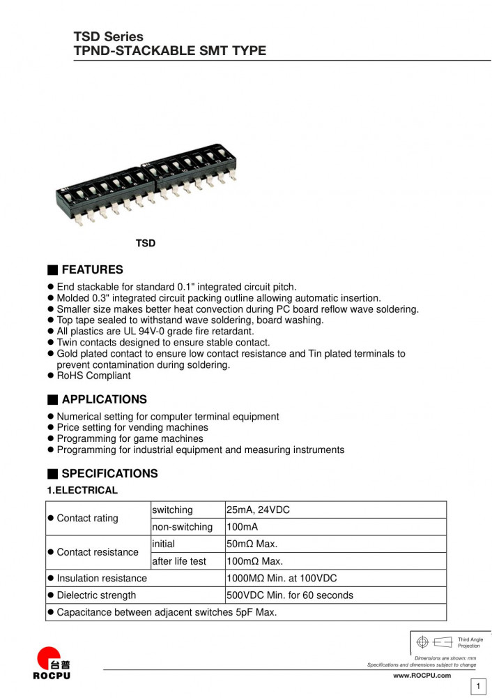 ROCPU TSD series datasheet page 1