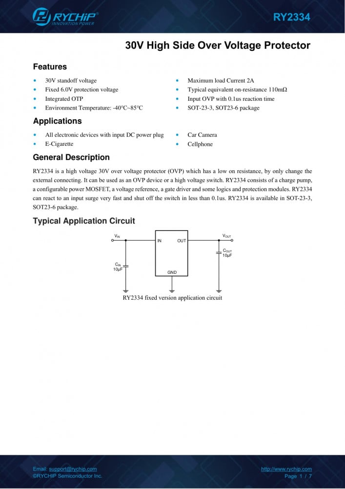 RY2334AT6 datasheet page 1