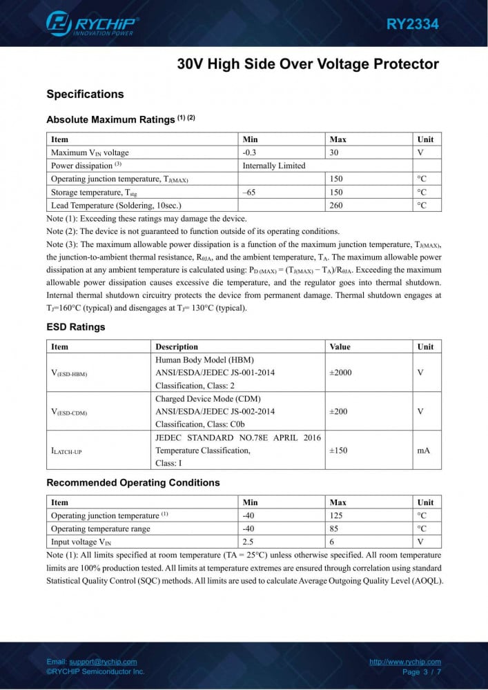 RY2334AT6 datasheet page 3
