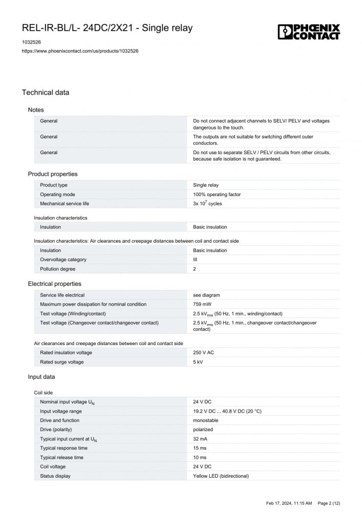 Phoenix Contact 1032526 datasheet page 2