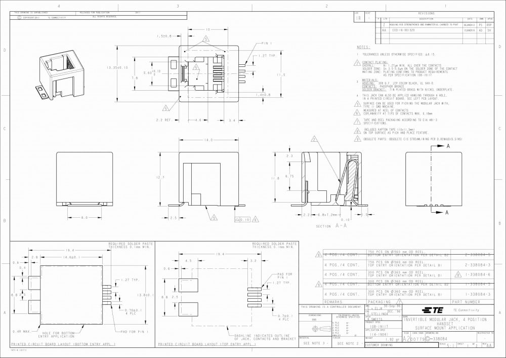 TE Connectivity 2-338084-3 technical drawing page 1