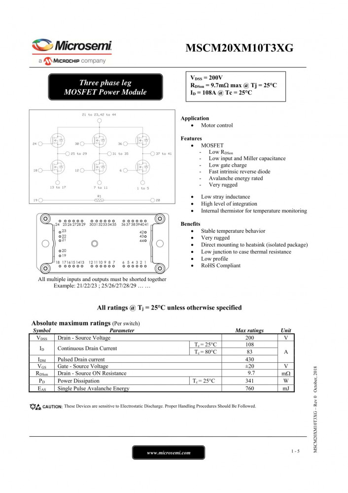 MSCM20XM10T3XG technical document page 1