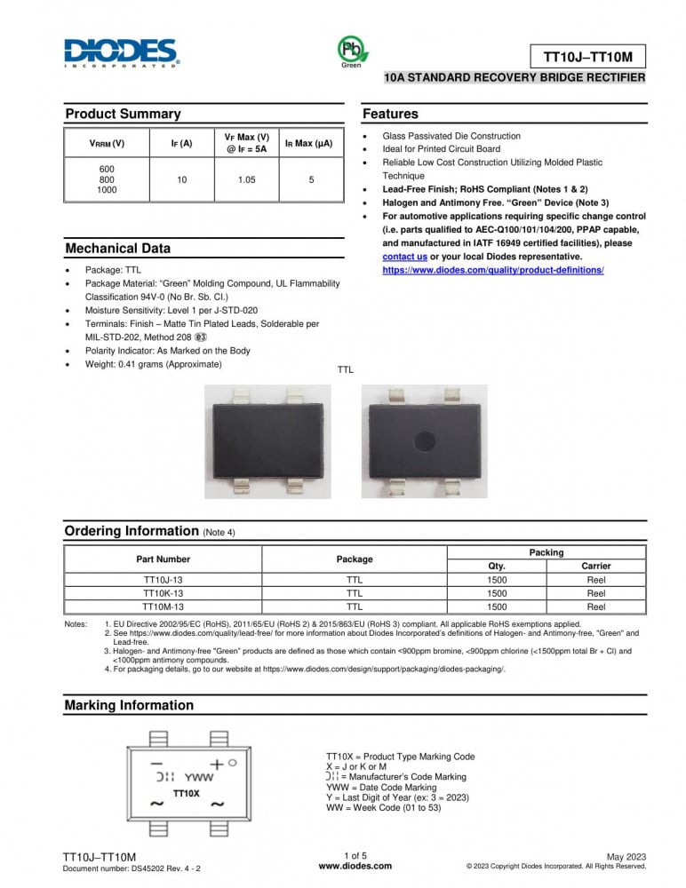 TT10M-13 datasheet page 1