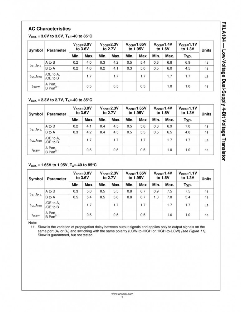 FXLA104 technical document page 10