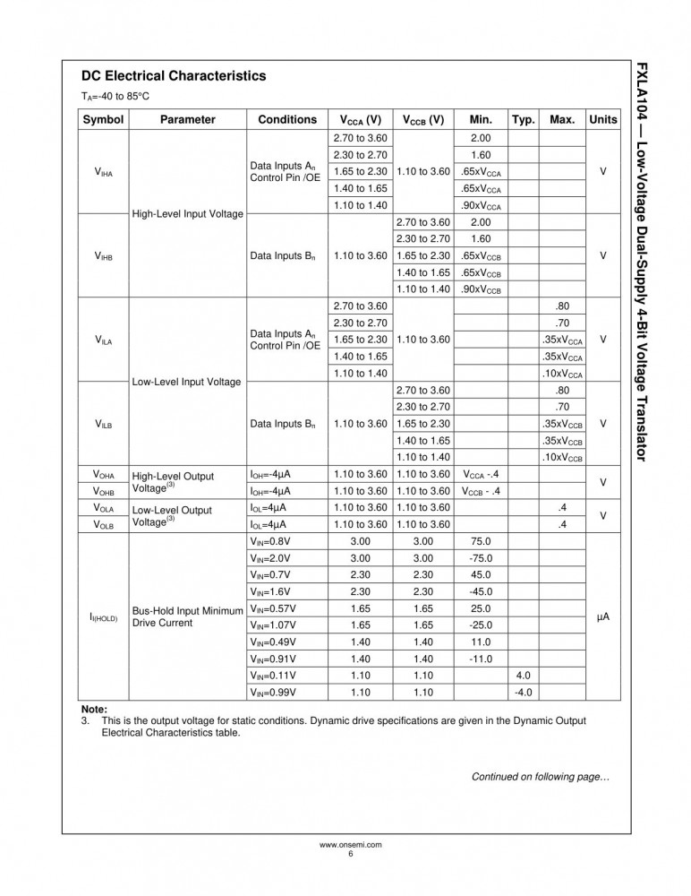 FXLA104 technical document page 7