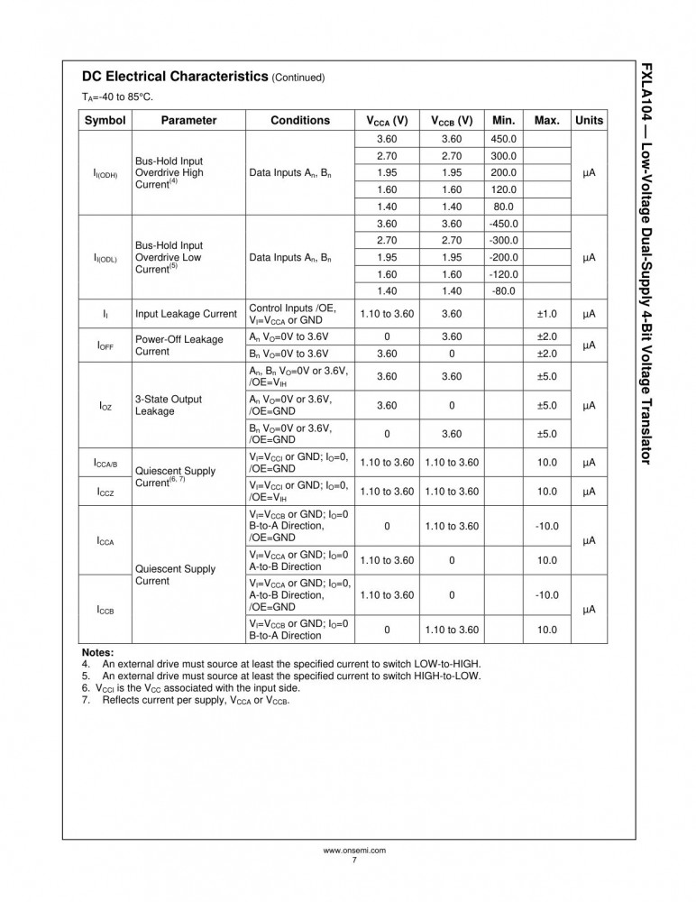 FXLA104 technical document page 8