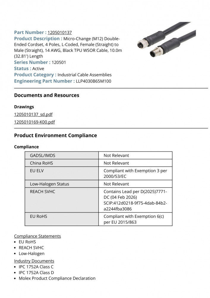 MOLEX packaging drawing page 1